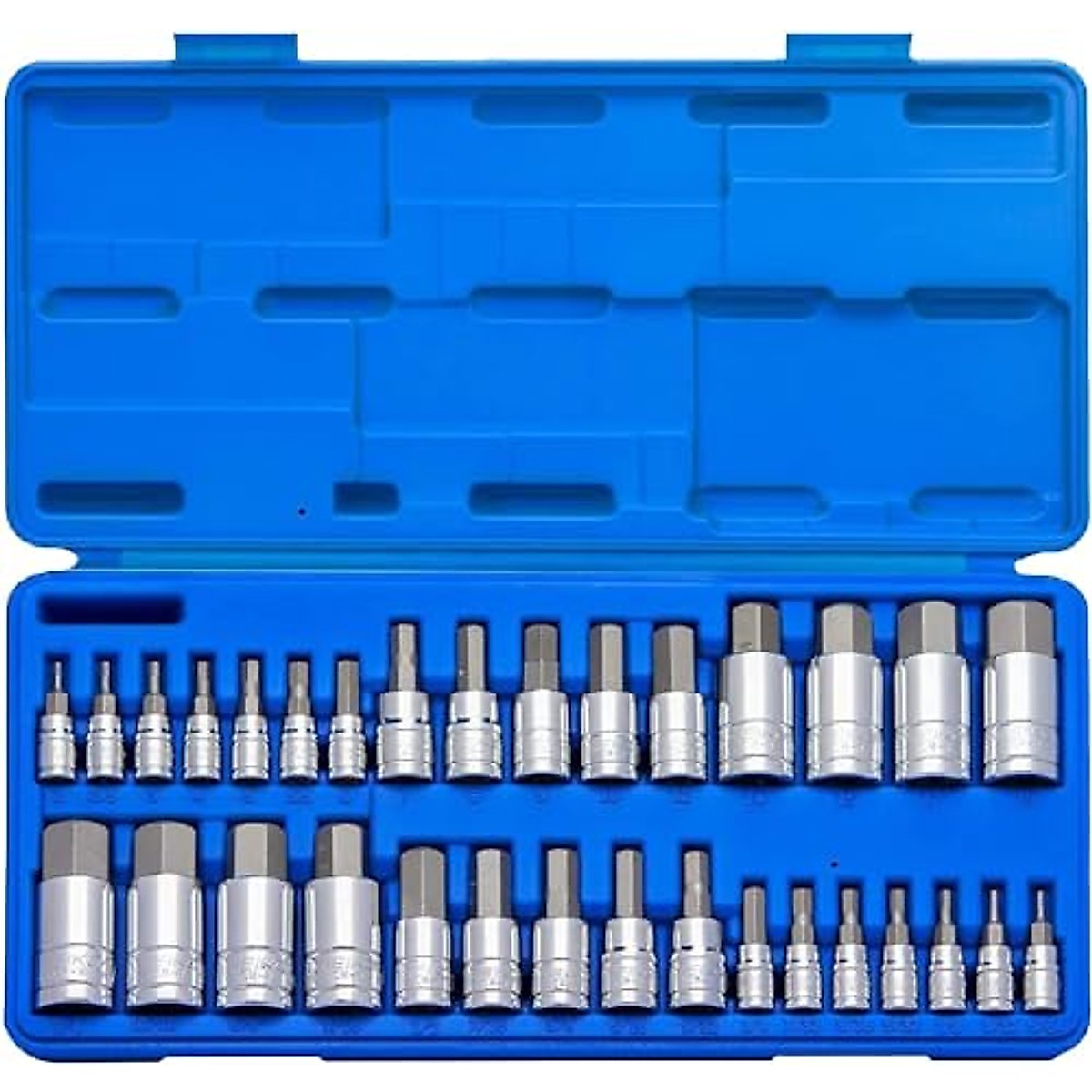 NEIKO 10288A Allen Hex Bit Socket Set, 32 Piece SAE and Metric Allen Socket Set, Allen Head Hex Key Socket Set Made with S2 Steel