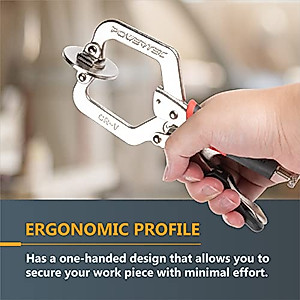 POWERTEC 71641 2-Inch, Face Clamps, C-Clamp with Ergonomic Grip and Adjustable Swivel Pads for Woodworking, Pocket Hole Joinery - 2PK