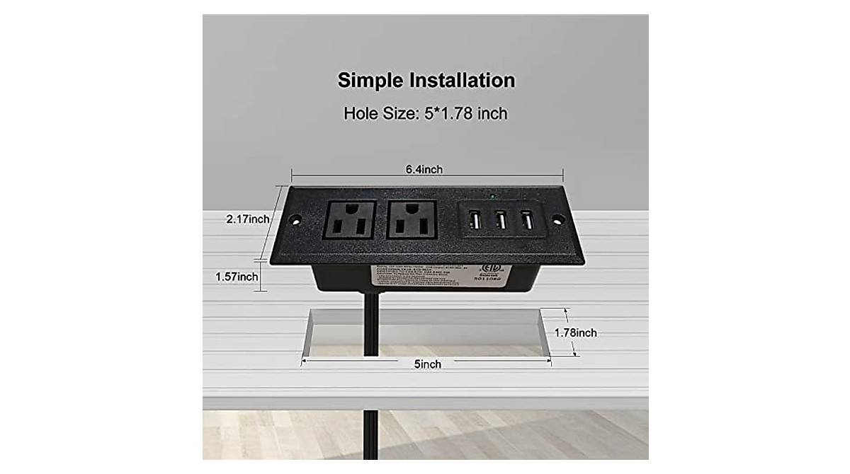 Desk Power Strip with USB Ports - Space Saving Solution