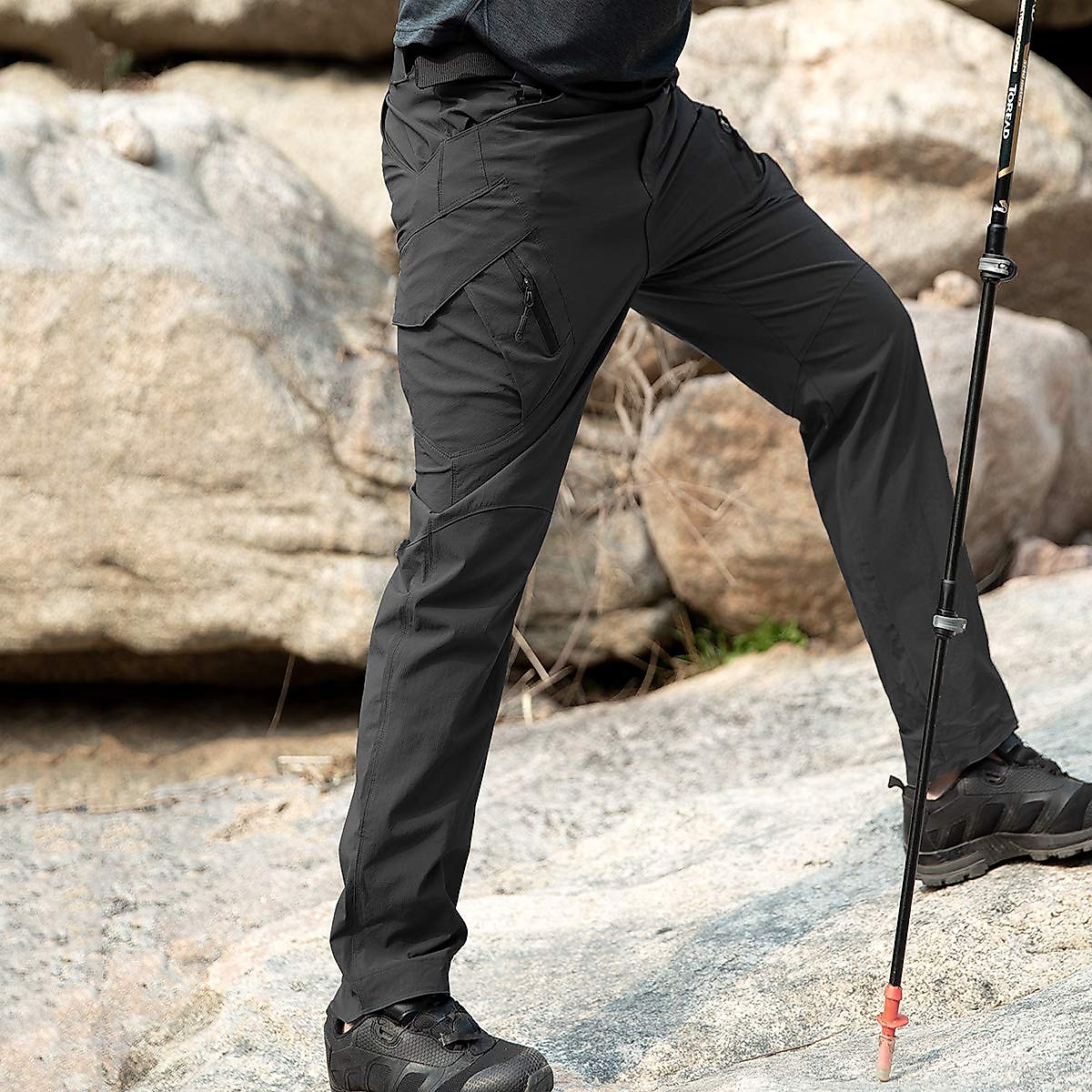 ReFire Gear Breathable Utility Military Pants Men SWAT Cargo Clothing Spring Lightweight EDC Assault Army Combat Trousers Black, 32W x 30L