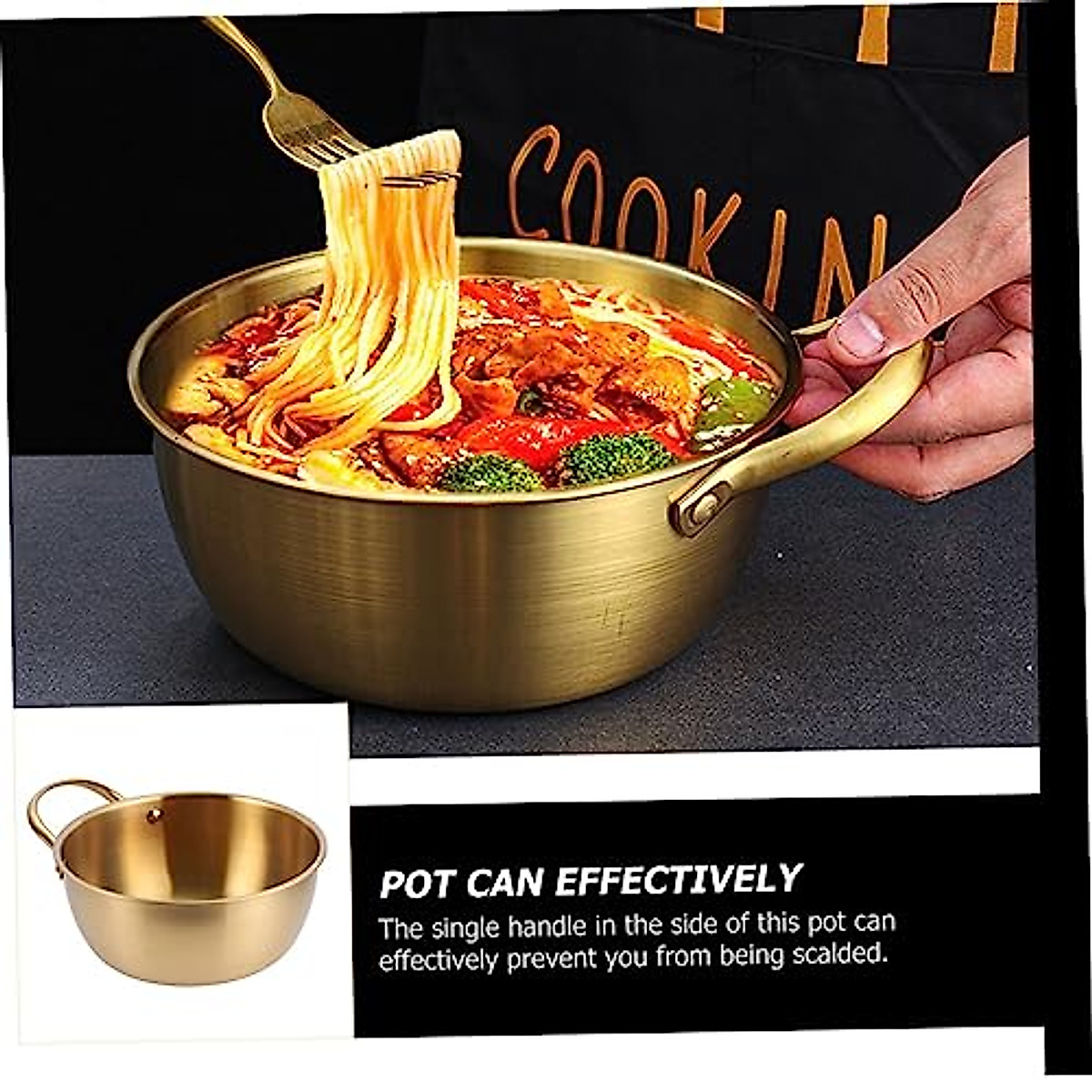 Tofficu 1pc Stainless Steel Noodle Bowl Stainless Steel Cookware Dumpling Steamer Instant Hotpot Korean Ramen Cooking Pot Ramyun Pot Ramen Soup Pot Single Ear Noodle Pot Household Cookware