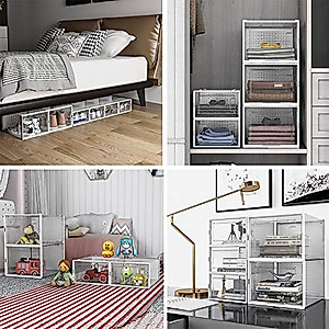 Sneaker Storage,Shoe Boxes Clear Plastic Stackable 18 Pack Fit up to US Size 14,9 Medium and 9 Large,White