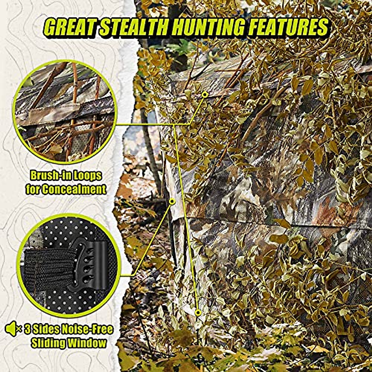 TIDEWE Hunting Blind See Through with Carrying Bag, 2-3 Person Pop Up Ground Blinds 270 Degree, Portable Durable Hunting Tent for Deer & Turkey Hunting (Camouflage)