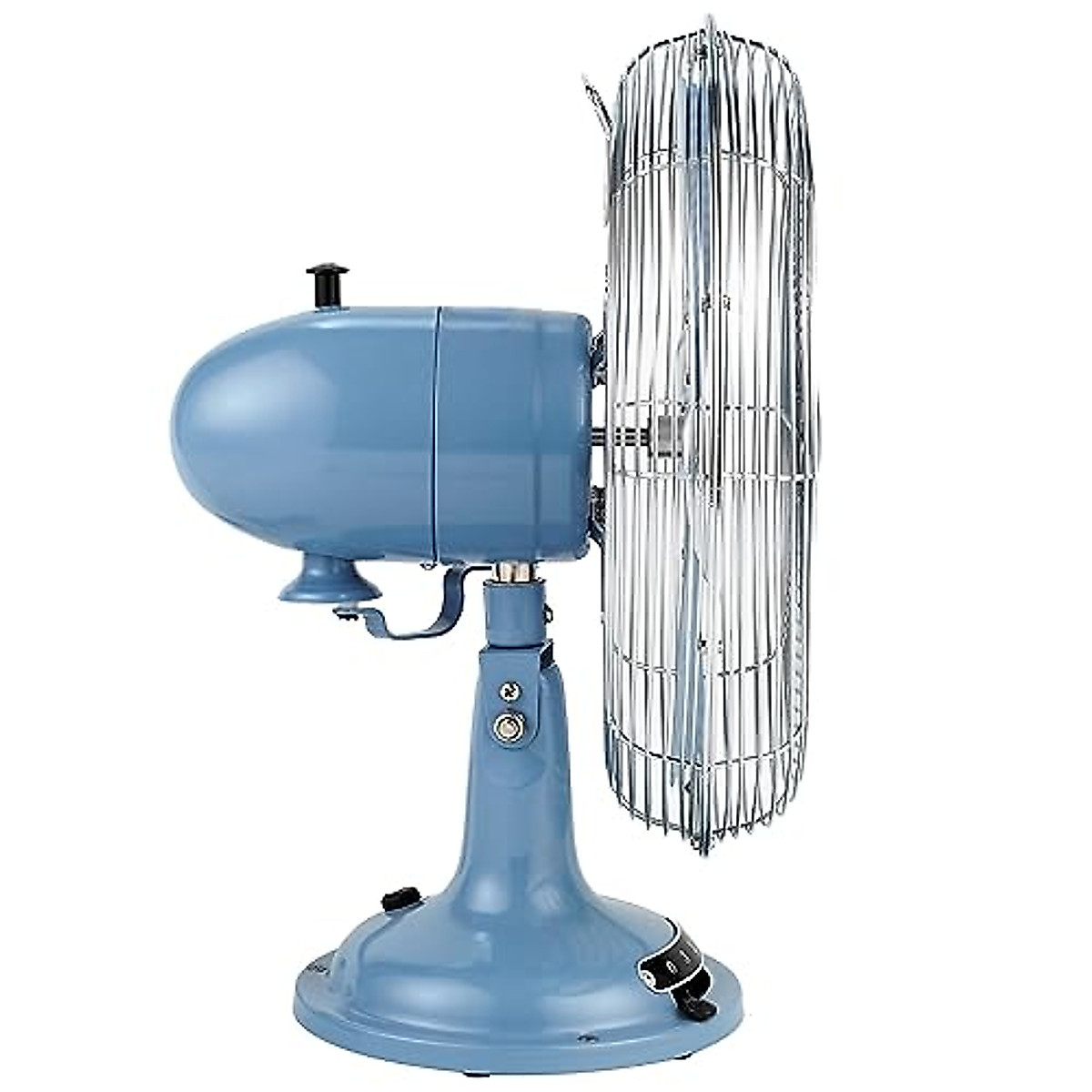 12 Inch Vintage Desk Fan, Desktop Oscillating Fan, Adjustable and Oscillating 3-speed Airflow, for Bedroom, Dining Room, Living Room, Den and Game Room, Small and Large Rooms, (Blue Linen Fabric)