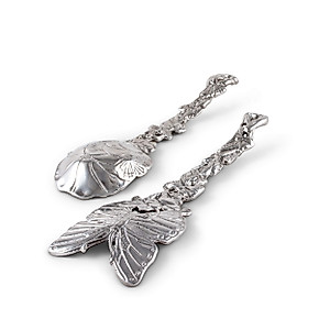 Arthur Court Designs Aluminum Metal Butterfly Salad Serving Set Garden Inspired Heavy Quality Amazing Detail 11 inch Long