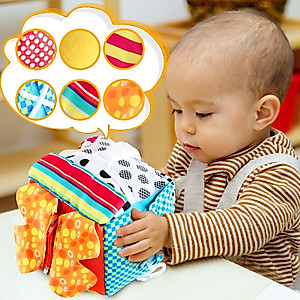 KAKIBLIN Cubic Activity Learning Toy with Zippers, Latches, Buckles, Laces, Snaps, Buttons and More - Perfect for Toddlers at Home, on Airplanes, Cars or Travel