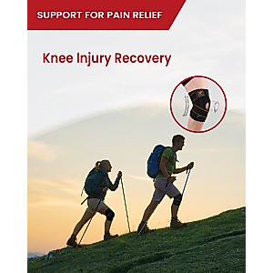 Hurmoya Knee Brace for Knee Pain, 2 Adjustable Straps Compression Support with Patella Gel Pad & 4 Side Stabilizers, Medical for Arthritis, Meniscus Tear, Injury Recovery, Pain Relief, ACL, MCL, Sports, Running, Weightlifting, Plus Size for Men and Women