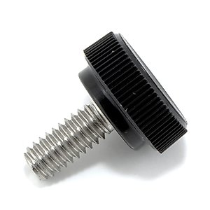 #8-32 x 3/8" Thumb Screw Stainless Steel - Black Knurled Round Plastic Knob - Standard/Coarse Thread Thumbscrew - Length: 0.375" - Proudly Built in USA - Package of (4)