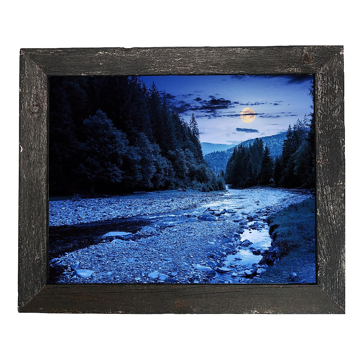 BARNWOODUSA Farmhouse 16x20 Picture frame 1 1/2 inch Molding 100% Reclaimed Wood Rustic Smokey Black