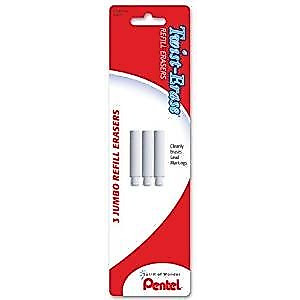 2 PACK - 6 REFILLS Pentel Twist-erase Refill Erasers, Qty 2, Pkg Of 3