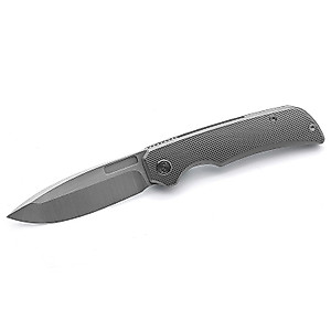 Miguron Knives M Mero Front Flipper Folding Knife 3.65" M390 Hand Hollow Ground Rubbed Satin Blade Sandblasting Titanium Handle Pocket Knife MGR-615GY