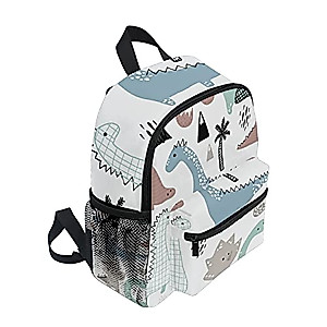 OREZI Childish Dinosaur toddler Backpack with Chest Clip,Kid's Backpack Schoolbag Preschool Bag Travel Bacpack for Little Boy Girl