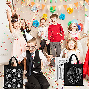 Kajaia 24 Pcs Party Treat Bag with Handles Reusable Goodie Favor Bag Non Woven Party Favor Bags Birthday Supplies(Volleyball)