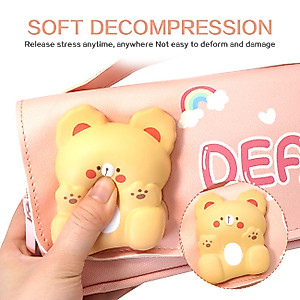 FEWOFJ Cute Bear Pencil Case for Kids,Kawaii Girls Pencil Pouch with Compartments,Stress Release Pencil Bag for Elementary Students(Pink)