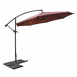 XtremepowerUS 96065 10 ft 8 Ribs Cantilever Offset Hanging Umbrellas Garden with Cross Base, Brown