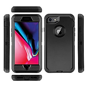 Case for iPhone 7/iPhone 8 with Screen Protector [Shockproof] [Dropproof] [Dust-Proof], 3 in 1 Full Body Rugged Heavy Duty Case Durable Cover for iPhone 7/8 4.7" Black