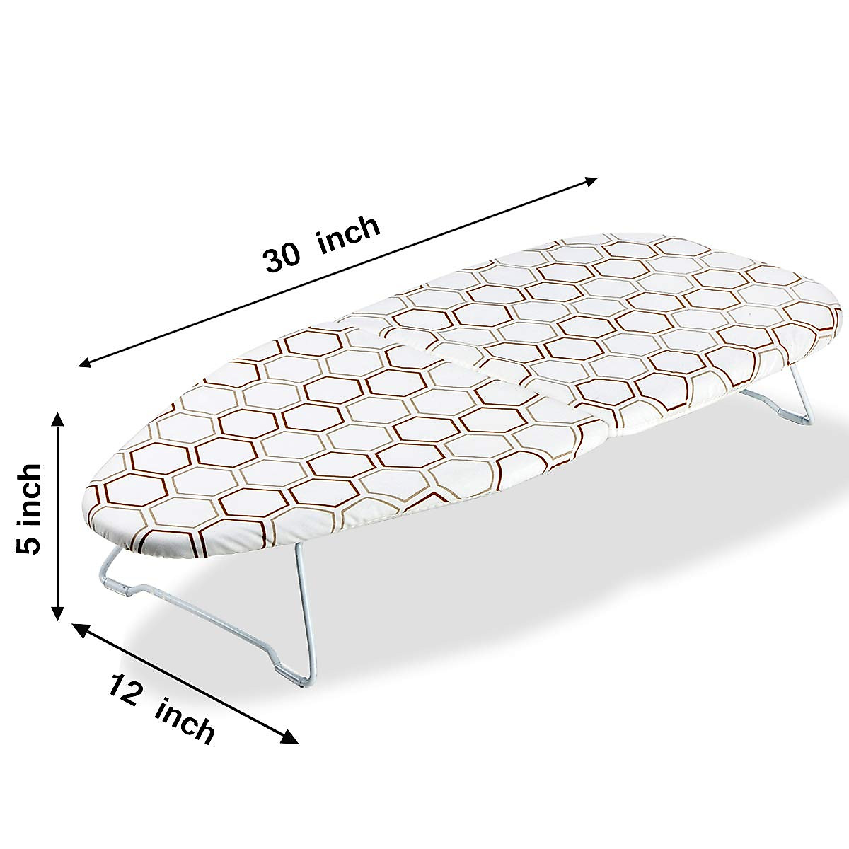 SheeChung Small Tabletop Ironing Board 30" L x 12" W Heavy Duty Ironing Board with Mesh Metal Base 100% Cotton Cover,Hook for Hanging,Portable Folding Mini Iron Board for Sewing Craft Room House Dorm