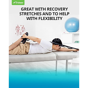 Trideer Stretching Strap Yoga Strap Physical Therapy for Home Workout, Exercise, Pilates and Gymnastics, 10 Loops Non-Elastic Stretch Bands with Aesthetic Packaging for Women & Men (Black)