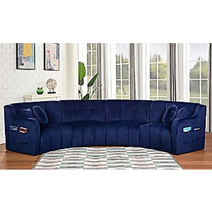 Legend Vansen Velvet Floor Sofa 4 Seats Symmetrical Modular Legless Curved Round couches Sectional, 153", Blue