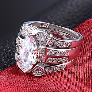 Ginger Lyne Collection Three Ring Bridal Engagement Ring Wedding Band Set Size 7