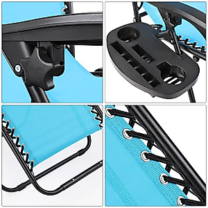 OKVAC Zero Gravity Chair Set of 2 with Side Table, Adjustable Foldable Patio Lounge Recliner w/Pillow&Cup Holder, for in/Outdoor, Poolside, Garden, Camping, Lawn, Yard, Beach, 310LBS Capacity