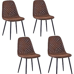 KEIVVAKN Brown Dining Chairs Set of 4 Fabric Kitchen Dining Room Chairs Mid Century Modern Upholstered Dining Chairs Side Chairs with Back