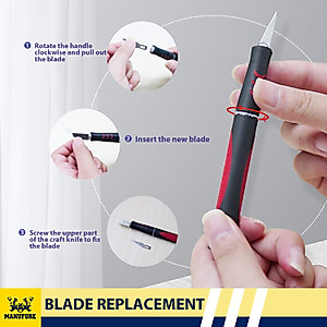 MANUFORE 19pcs Craft Knife Hobby Knife with Anti-Slip Handle Engraving Tool cuchillo de precisión hobby for Art Modeling, Scrapbooking and Sculpture