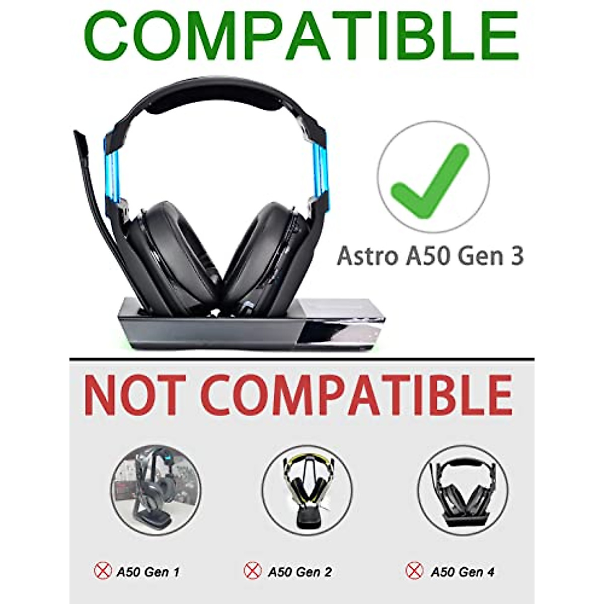 A50 Gen 3 Mod Kit - defean Replacement Earpads and Headband Compatible with Astro A50 Gen 3 Headset,Ear Cushions, Upgrade High-Density Noise Cancelling Foam, Added Thickness (Black Protein)