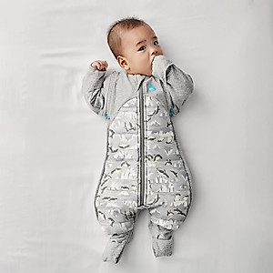 Love to Dream Swaddle UP Transition Suit Extra Warm 3.5 TOG, Grey, Large, 19-24 lbs, Patented Zip-Off Wings & Self-Soothing Wings, Gently Help Baby Safely Transition from Being Swaddled to Arms Free
