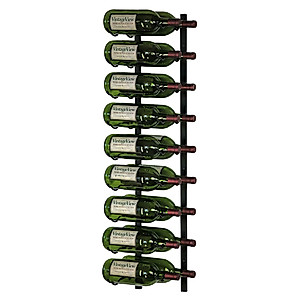 VintageView W Series – 18 Bottle Wall Mounted Wine Rack for Magnum and Champagne (Satin Black) Stylish Modern Wine Storage with Label Forward Design