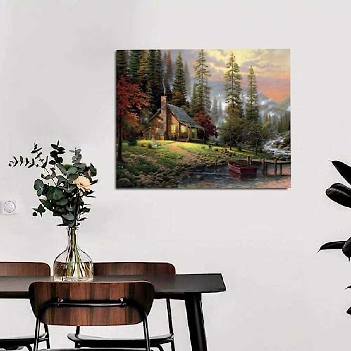 Stamped Cross Stitch Kits for Adults Beginners Forest Farm Farmhouse Boat Pattern 11CT Pre-Printed Fabric Embroidery Arts and Crafts Kit Needlepoint Starter DIY Wall Decor, 12 x 16 inch