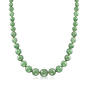 Ross-Simons 6-13mm Jade Bead Graduated Necklace With 14kt Yellow Gold. 18 inches