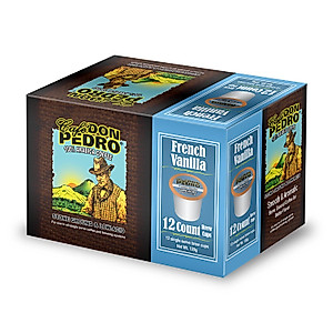 Cafe Don Pedro French Vanilla Low Acid Coffee Pods - Compatible with K-cup Coffee Maker, 100% Arabica, Battles Heartburn, Acidic Reflux, 12 count