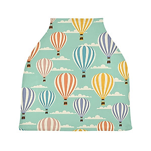 xigua Baby Car Seat Covers Hot Air Balloon Clouds Extra Soft and Stretchy Nursing Breastfeeding Covers Breathable Infant Carseat Canopy Nursing Covers, Multi-use Baby Shopping Cart/High Chair/Stroller