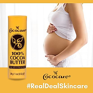 Cococare 100% Cocoa Butter Stick - All-Natural Cocoa Butter Emollient for Ultimate Skin Hydration & Protection - The Yellow Stick - (2 Pack)