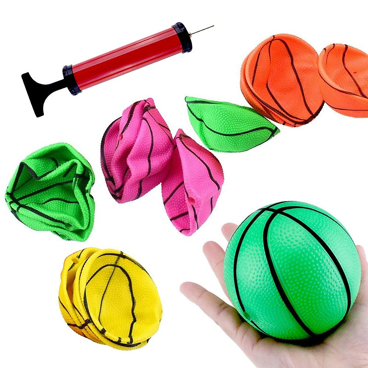 Shindel 6Pcs Mini Basketball, Small Basketball for Toddlers, Kids and Adults Basketball Party Favors Mini Toy Basketball with Pump Suitable for Pool, Indoors, Outdoors