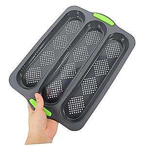 Housoutil Square Pan Square Cupcake Pans French Bread Pan Silicone Gummy Molds Non Stick Bakery Trays Bagette French Baking Mould Kitchen Baking Tool Wave Stick Baking Tools Baking Mold Slot