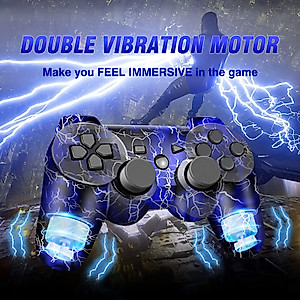 CFORWARD Wireless Controller, Game Controller Compatible for Play3 Controller, Wireless Bluetooth Gamepad with Charger Cable Thumb Grips