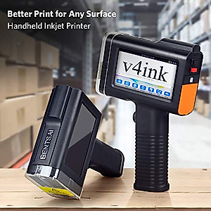v4ink BENTSAI Portable Handheld Inkjet Printer BT-HH6105B3 with 4.3 Inch LED Touch Screen Quick-Drying Coding Machine Print Height 0.09-0.5’’ for Variable Barcode QRCode Text Date Logo Picture