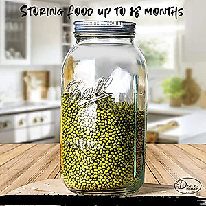 Wide Mouth Mason Jars 64 oz - 1/2 Gallon Mason Jar - Ball Mason Jars 64oz With Lids - Large Mason Jar 64 Ounce - Wide Mouth Half Gallon Mason Jars - Ball Canning Jars Wide Mouth (64 Ounce (2 Pack))