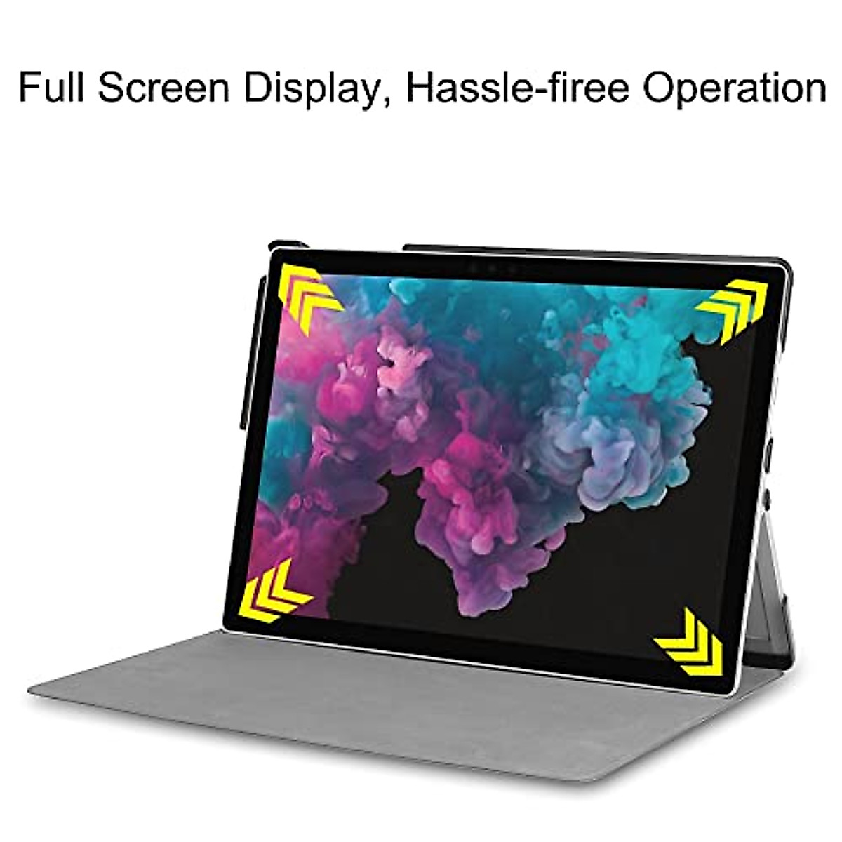 ZZOUGYY Tablet Case for Microsoft Surface Pro 4/5/6/7 12.3" - Ultra Slim Folio Stand, Lightweight Faux Leather, Dark Blue - Luxury Design, Water Resistant, Perfect for Working and Entertaining