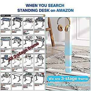 FLEXISPOT Pro 3 Stages Dual Motor Electric Standing Desk 48x30 Inches Whole-Piece Desk Board Height Adjustable Desk Electric Stand Up Desk Sit Stand Desk(White Frame + White Desktop)