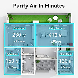 Air Purifiers for Home Large Room Up to 1345 Ft², Tailulu H13 True HEPA Air Cleaner Purify Smoke Dust Pollen Pet Hair Allergies for Bedroom Living Room Kitchen Office, Air Filter with Sleep Mode