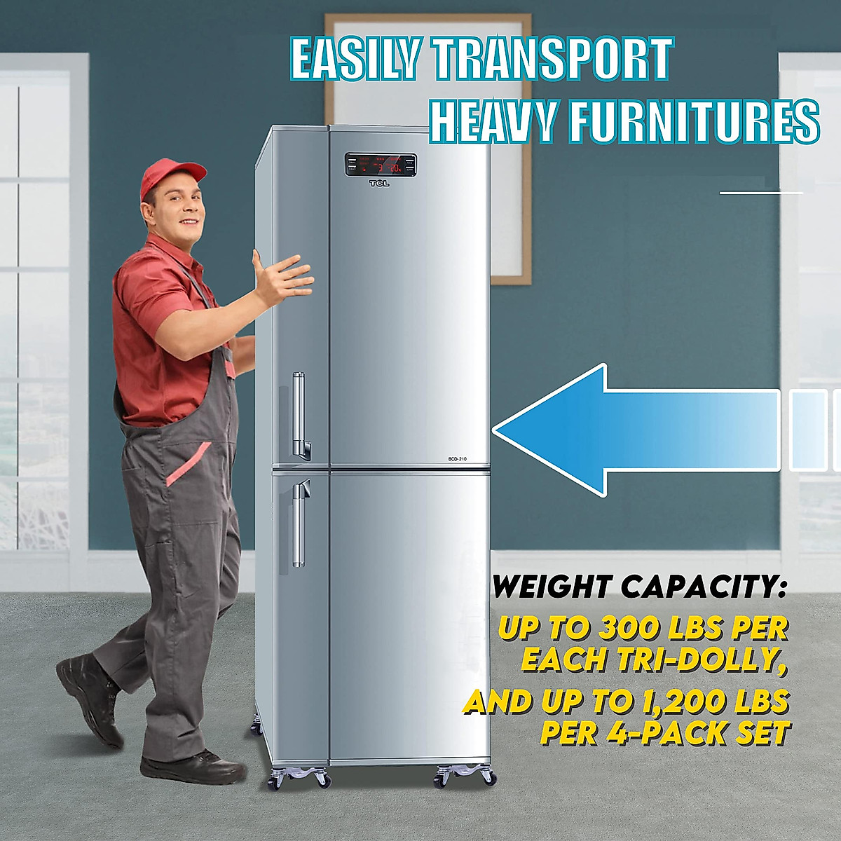 MaxxHaul 50535 4-Pack 6" Steel Tri-Dolly, 300 lb. Capacity