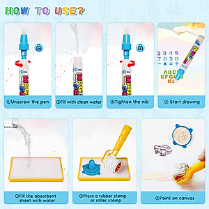 bemece Water Doodle Mat, Aqua Painting Drawing Mat, Mess Free Learning Toy Mat Early Education Gifts for Kids ChildrenToddlers Aged 3 4 5 6 7 Years Old