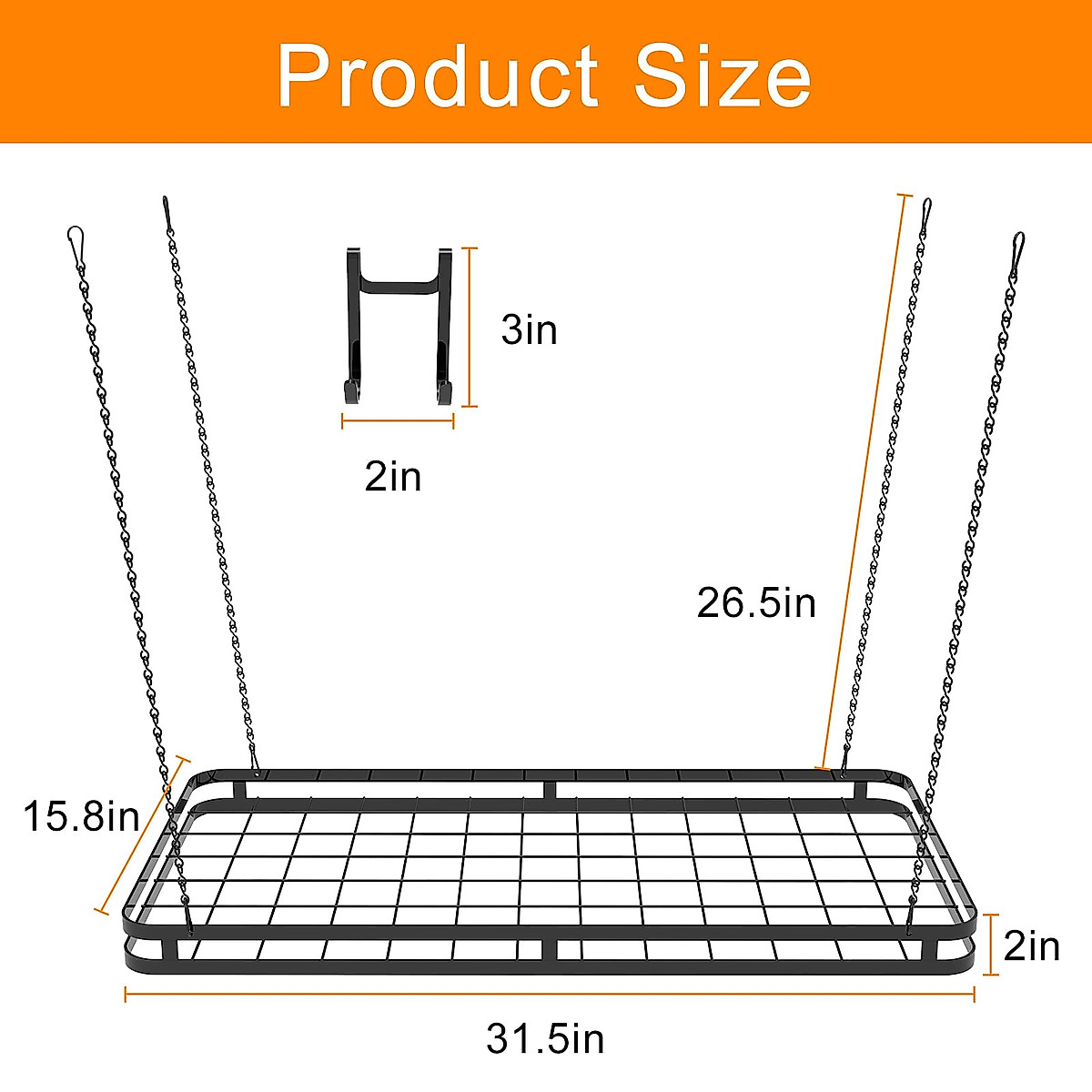 Amtiw 30 Inches Ceiling Pot Rack and Pan Rack for Ceiling with 12 Hooks, Storage Rack Multi-Purpose Organizer for Kitchen Organization, Home, Restaurant, Kitchen Cookware