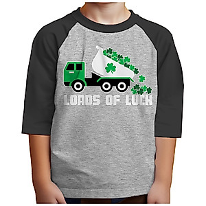 Boys St Patricks Day Shirt Tractor Digging Shamrocks Toddler Kids Raglan T-Shirt 3T Dark Gray