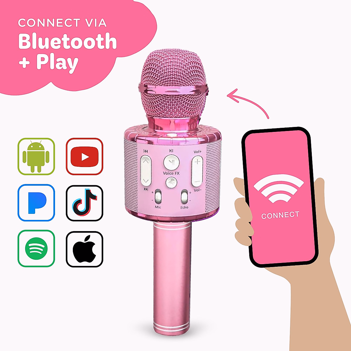 Move2Play, Kids Karaoke Microphone | Includes Pre-Loaded Songs & Bluetooth | Kids Birthday & Easter Gift | Toy for All Ages 2, 3, 4, 5, 6+ Year Old Girls, Boys & Toddlers