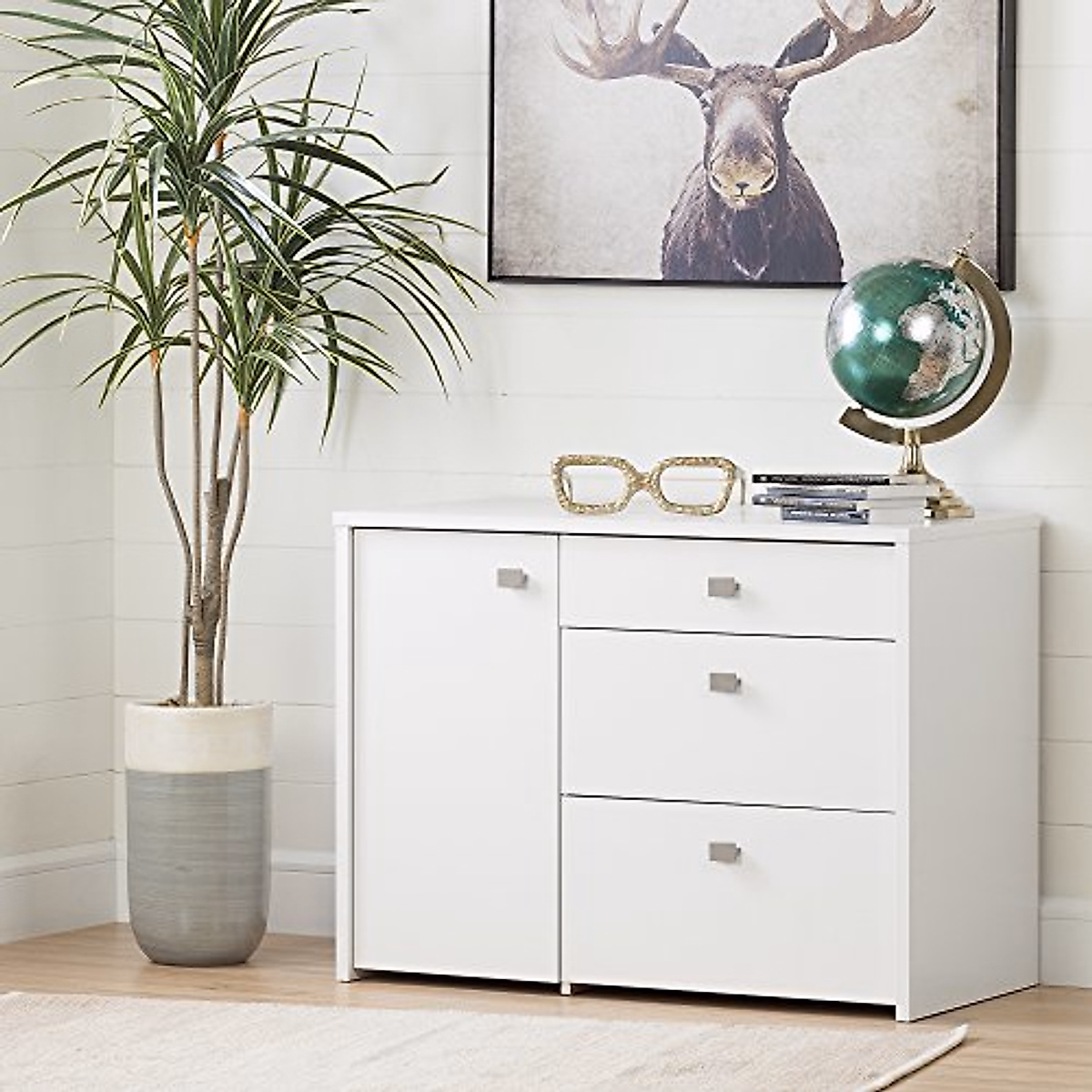 South Shore 1-Door Office Storage Unit with File Drawer, Pure White