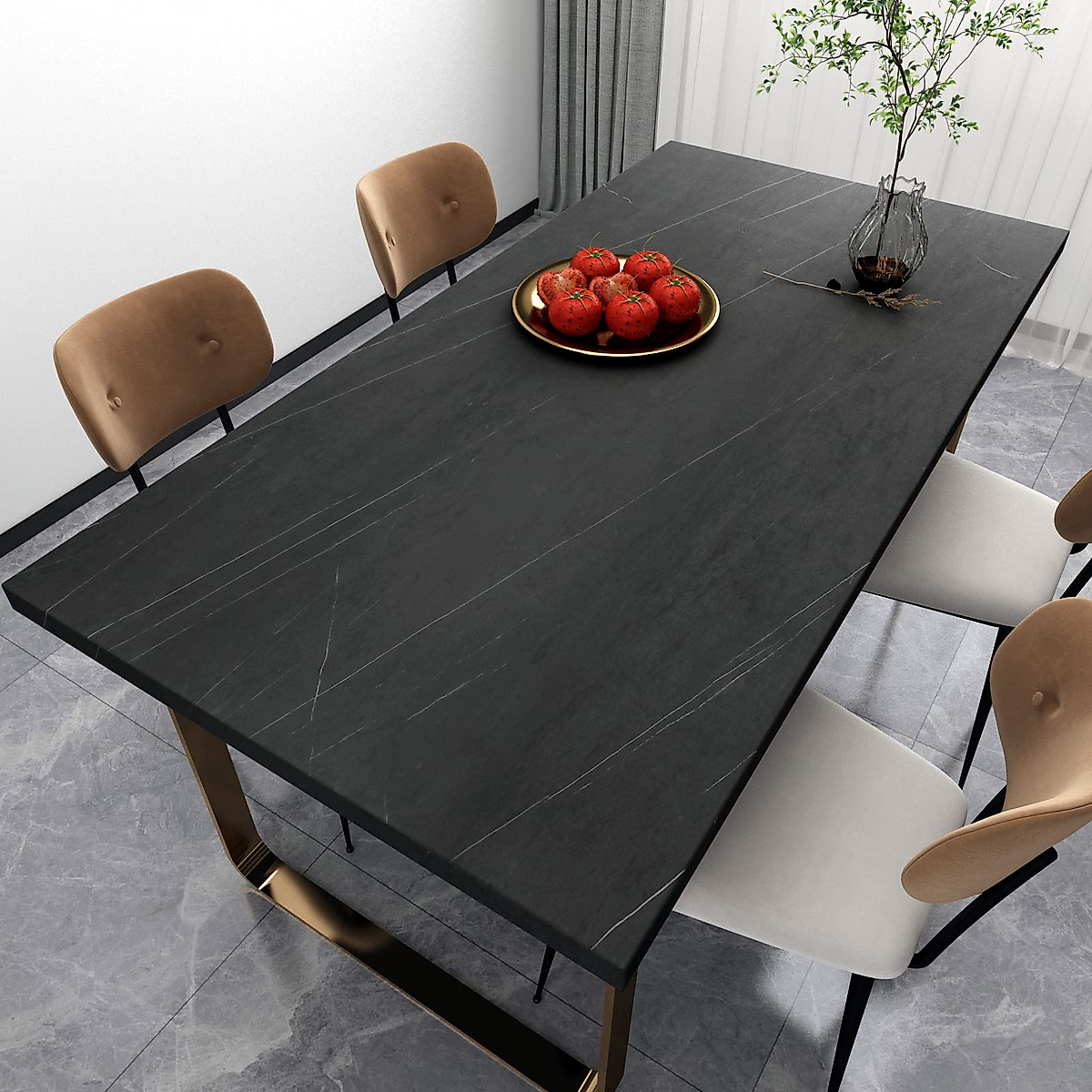 Decotalk Black Marble Contact Paper for Countertops Waterproof Vinyl Countertop Wallpaper Peel and Stick Marble Contact Paper for Kitchen Counter 17.7"x120" Black Contact Paper for Cabinets Decorative